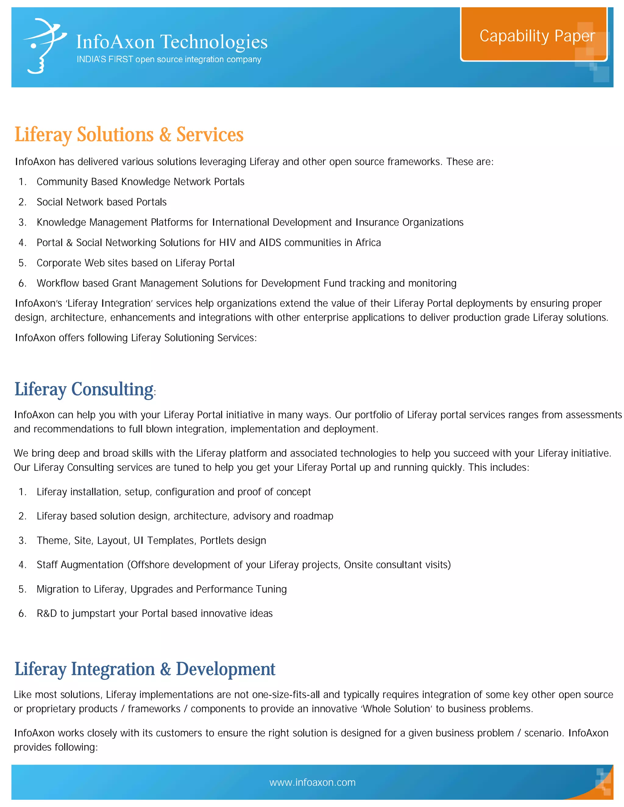 InfoAxon powered Liferay Solutions | PDF | Web Development | Internet