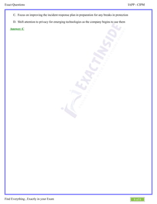 Iapp cipmExact IAPP CIPM Questions And Answers | PDF | Business ...