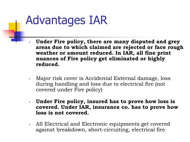 Industrial All Risk insurance Policy IAR | PPTX | Motor Insurance ...