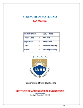 Iare strength of_materials_laboratory | PDF