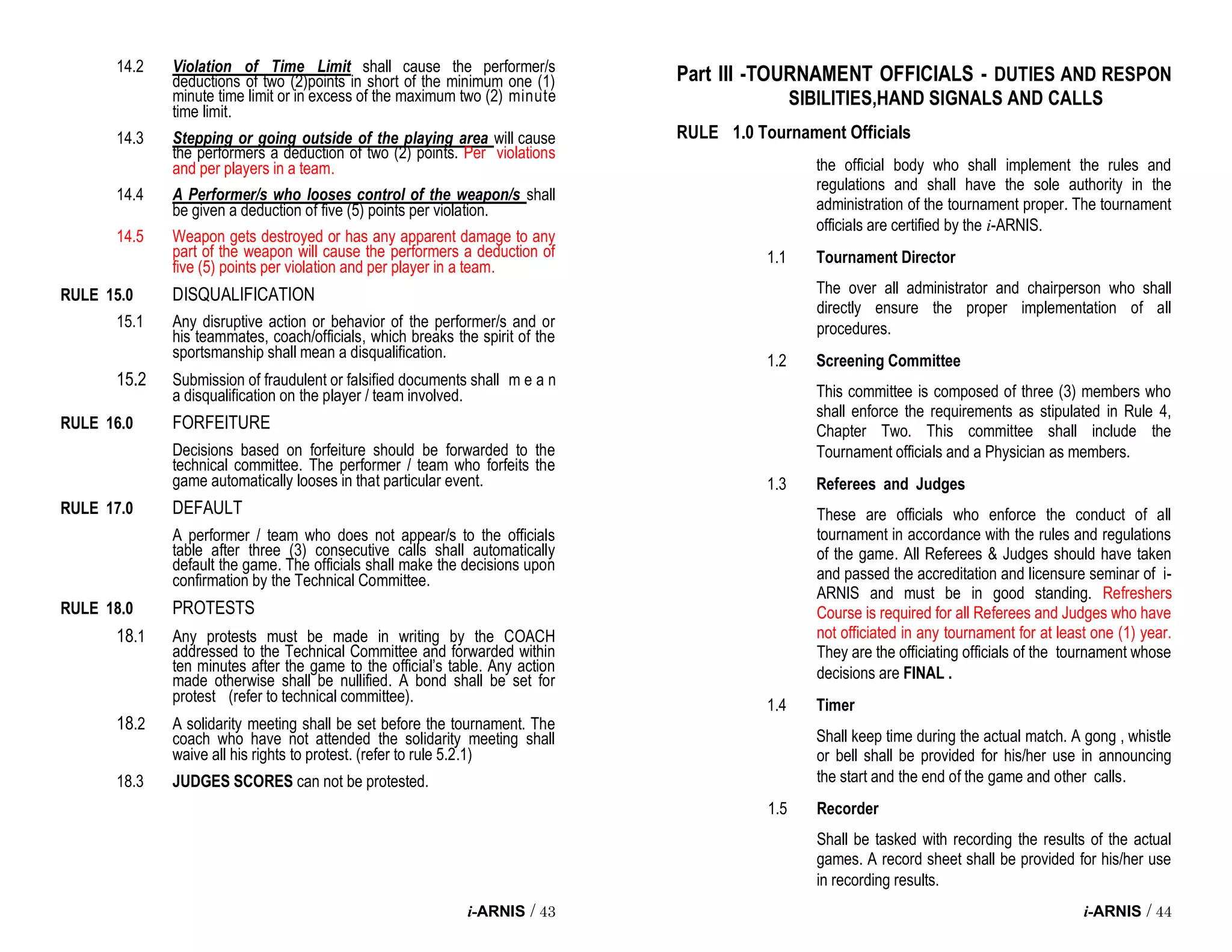 I arnis rules-2015-v03 | PDF