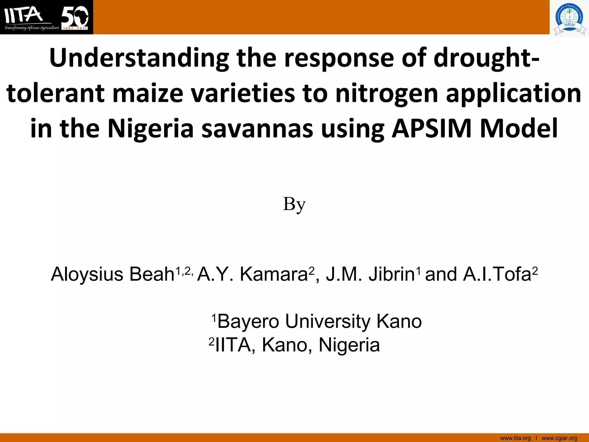 Understanding the response of drought-tolerant maize varieties to ...
