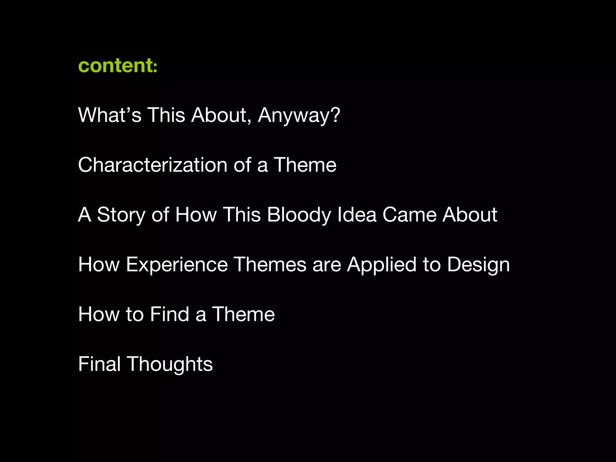 Experience Themes: An Element of Story Applied to Design | PPT