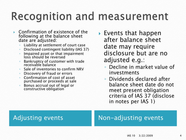 IAS 10 Events After The Balance Sheet Date | PPTX