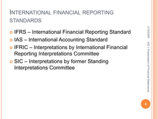 IAS 1 Presentation Of Financial Statements | PPTX