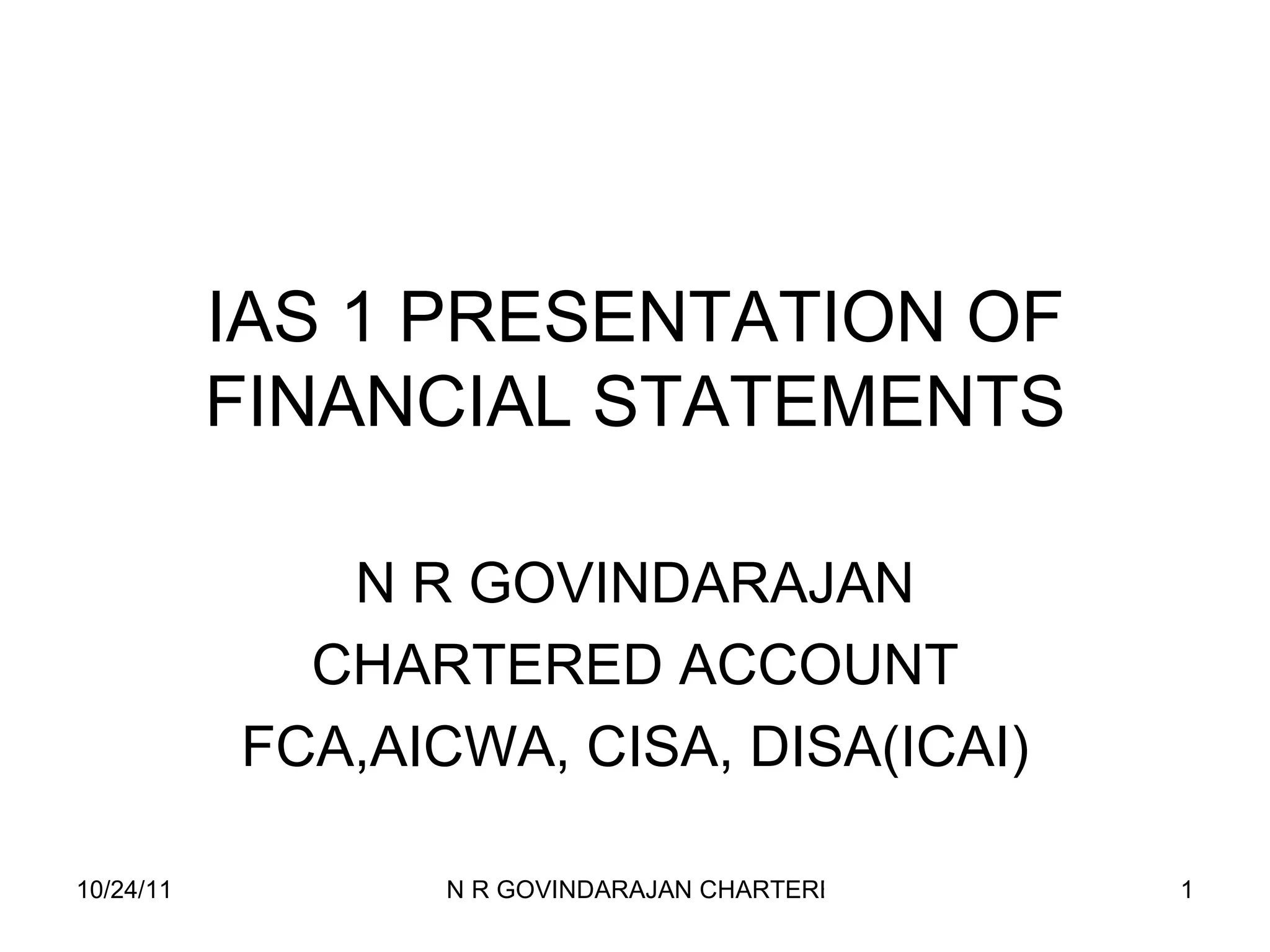 Ias 1 presentation of financial statements | PPT