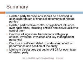 IAS 24 Related Party Transactions | PPTX | Personal Finance