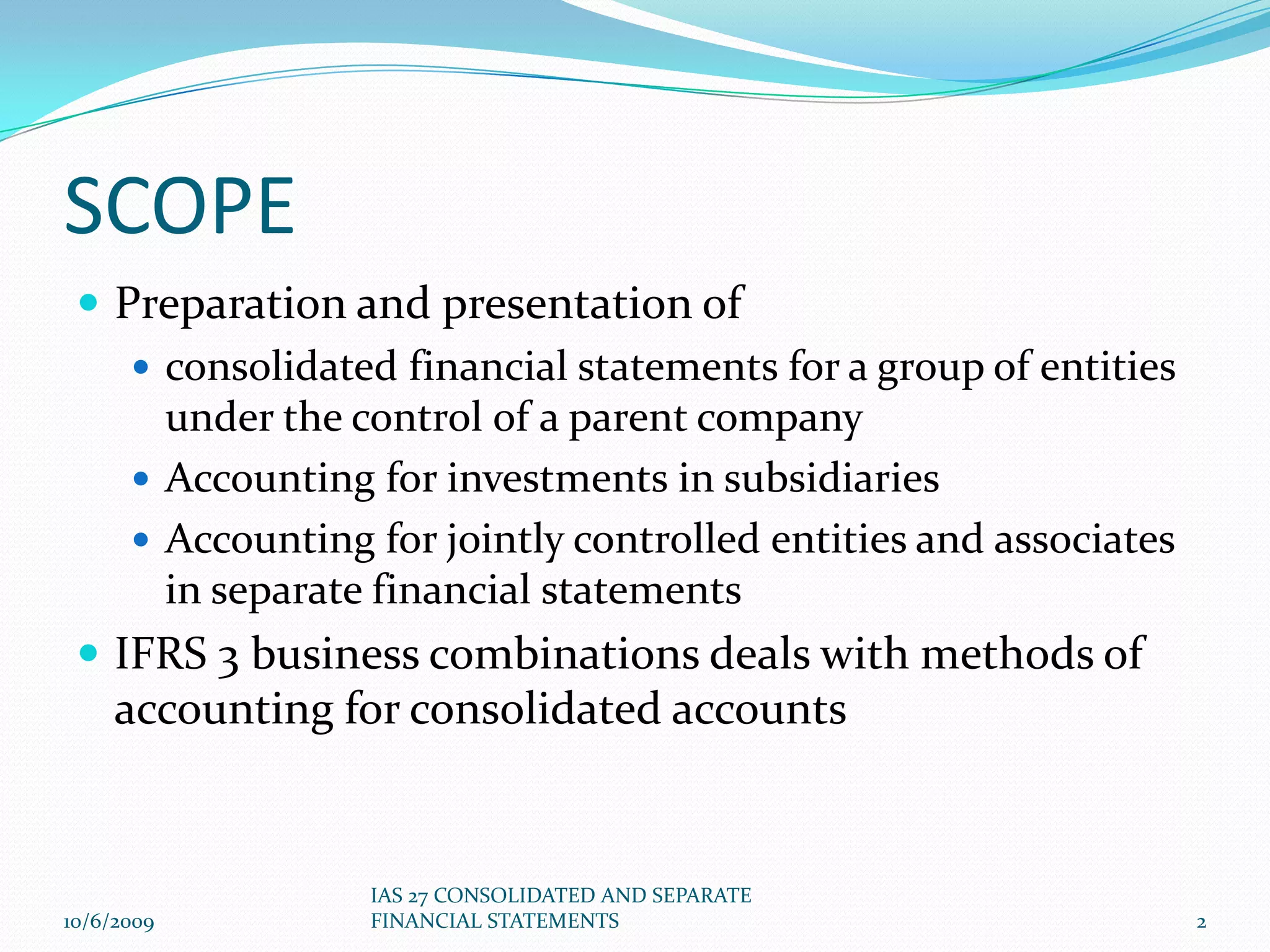 IAS 27 Consolidated And Separate Financial Statements | PPTX