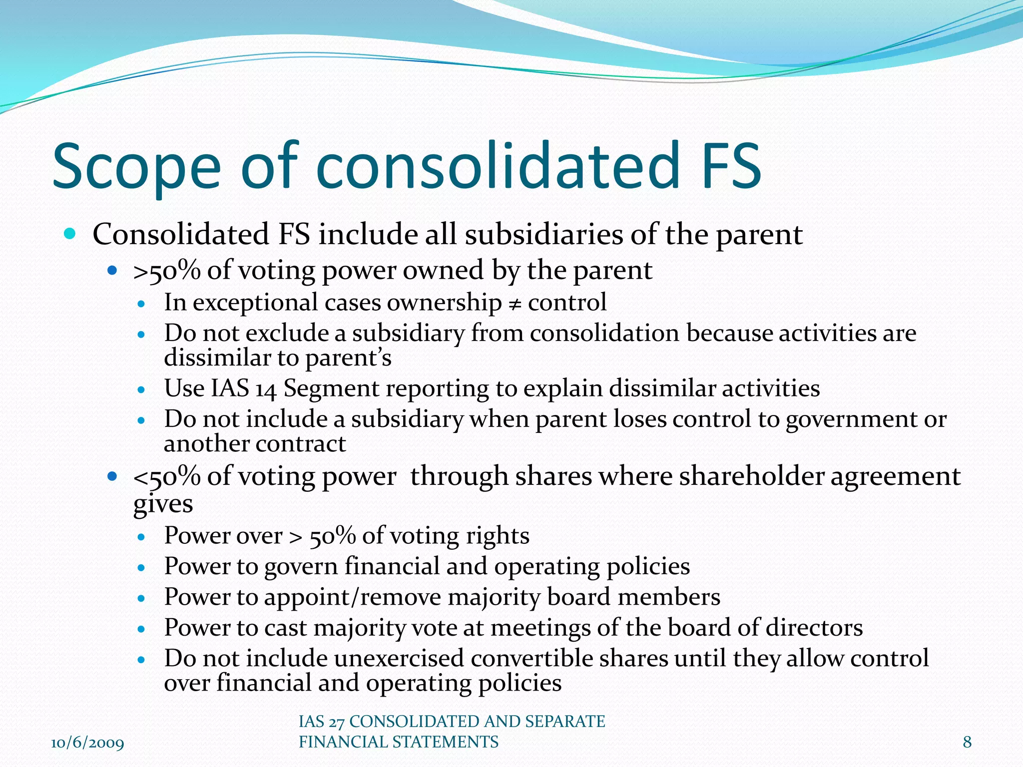 IAS 27 Consolidated And Separate Financial Statements | PPTX