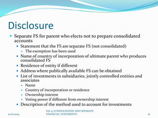 IAS 27 Consolidated And Separate Financial Statements | PPTX