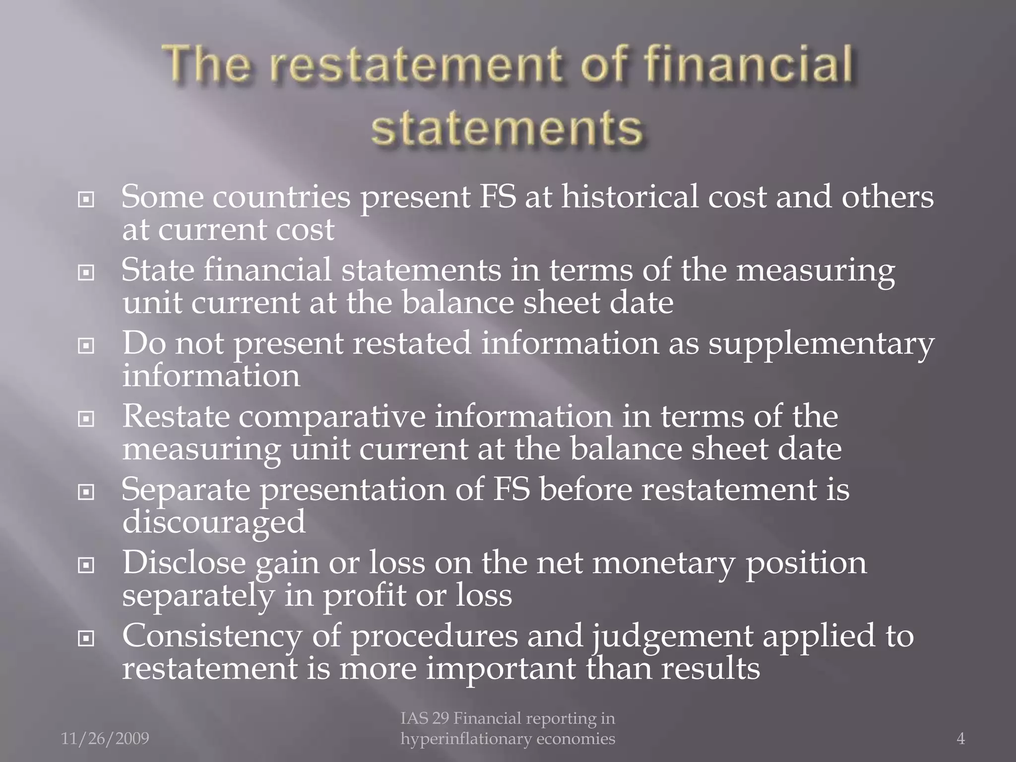 IAS 29 Financial Reporting In Hyperinflationary Economies | PPTX