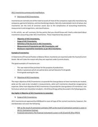 Ias 2 inventories summary and simplification | PDF