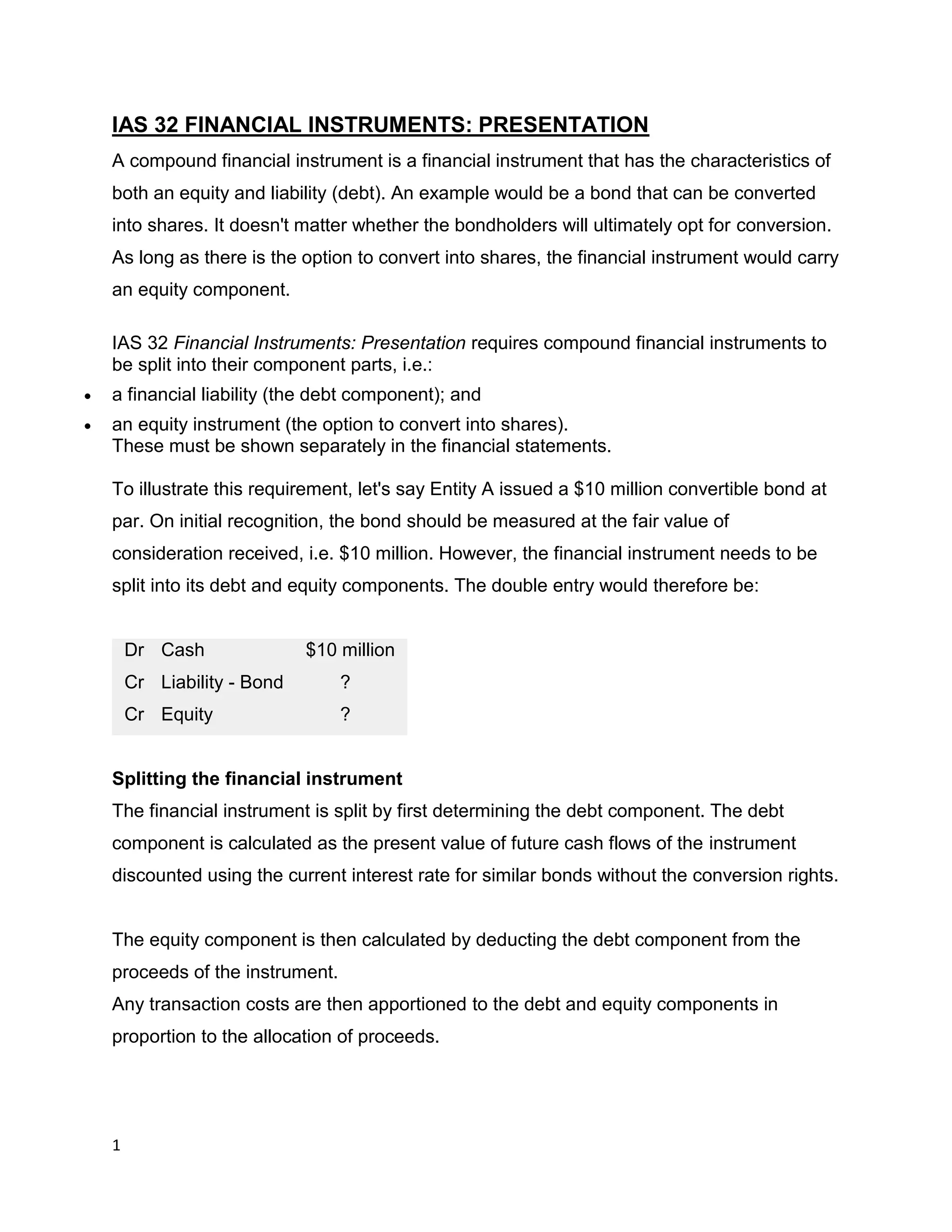 Ias 32 - compound financial instruments | PDF