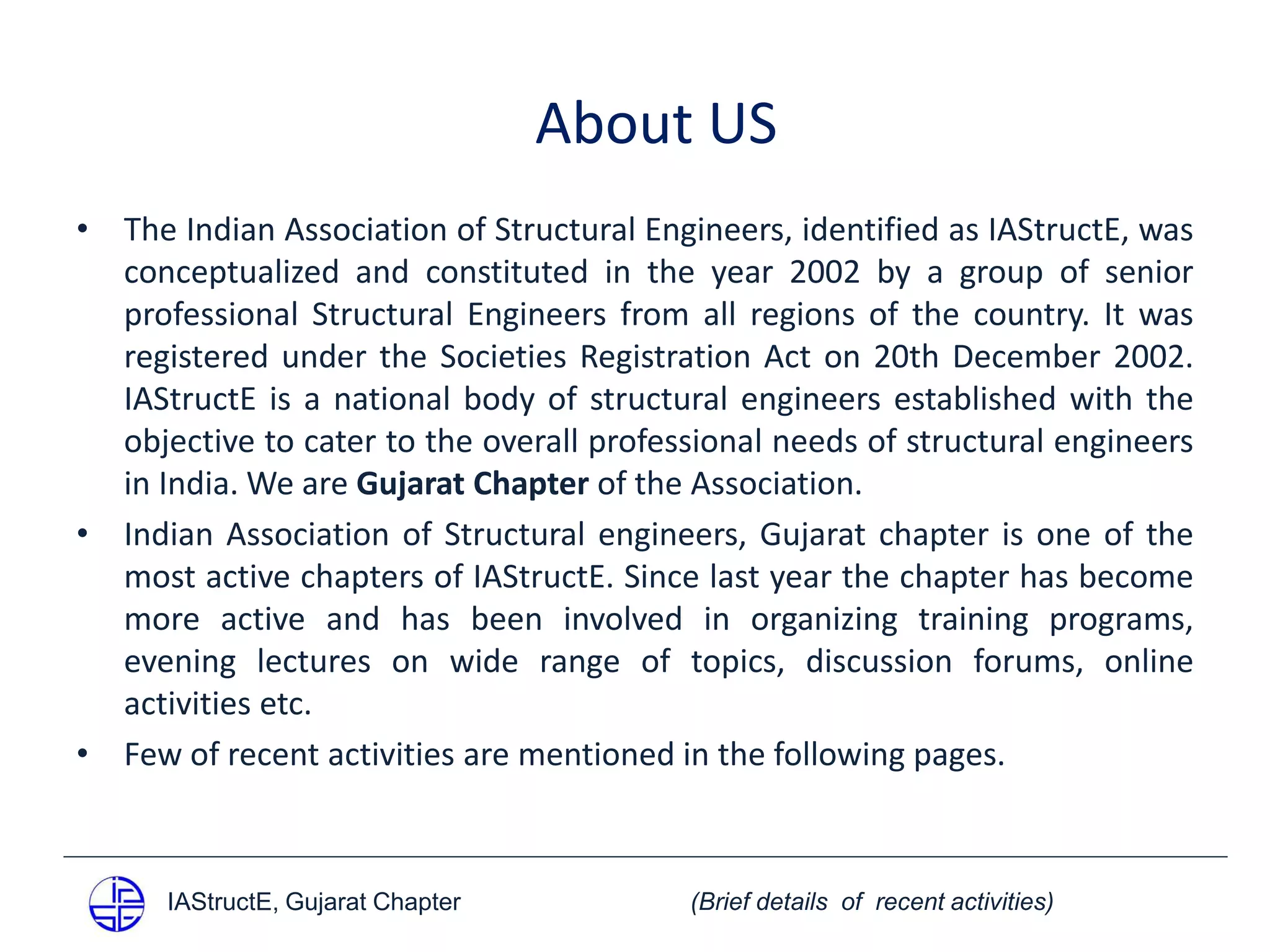 Indian Association of Structural Engineers, Gujarat Chapter | PPT