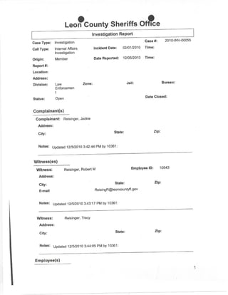 Deputy John Hale, Internal Affairs Report #1, Leon County, Florida Sheriff's Office | PDF