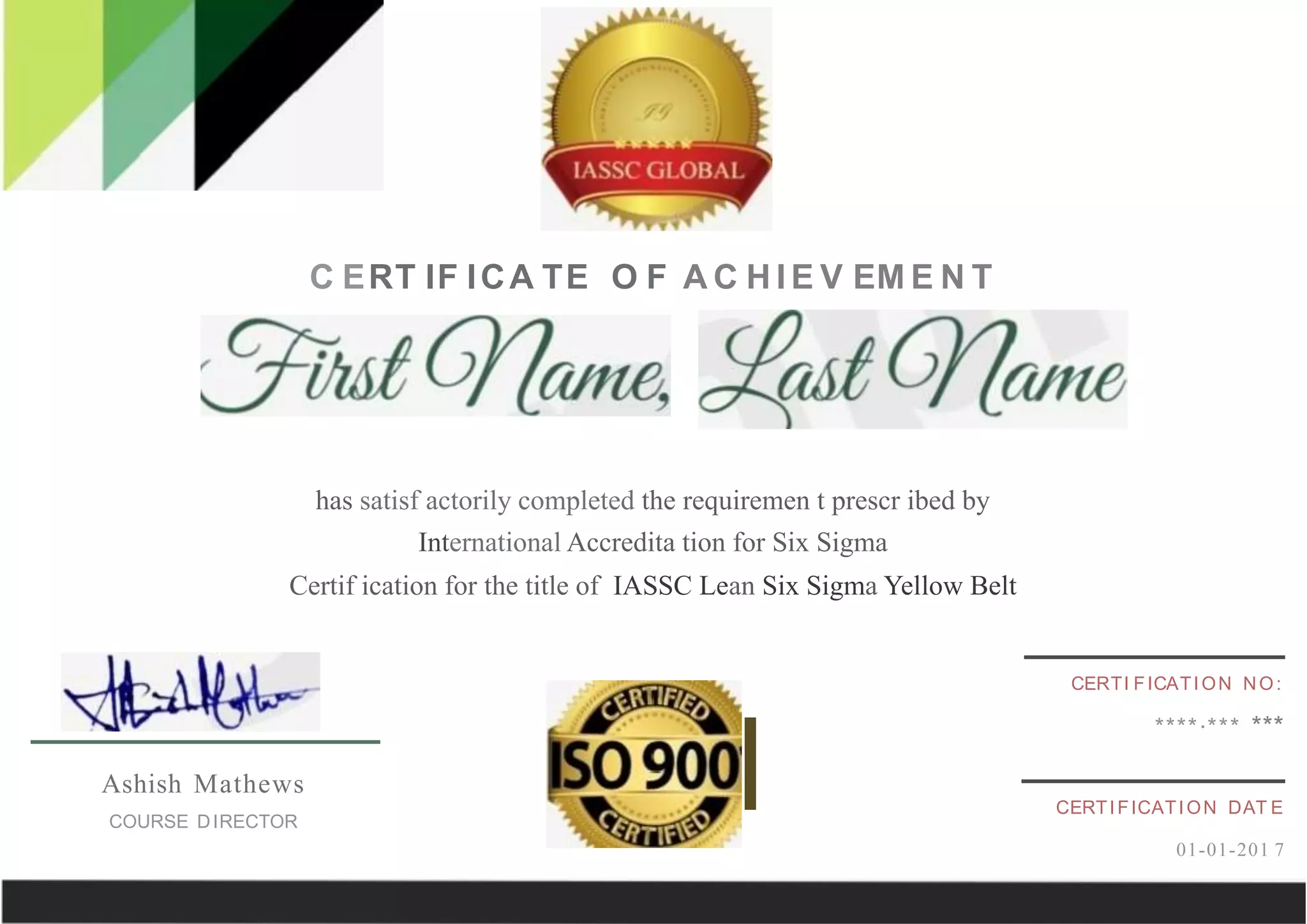 IASSC LEAN SIX SIGMA YELLOW BELT CERTIFICATE | PPT