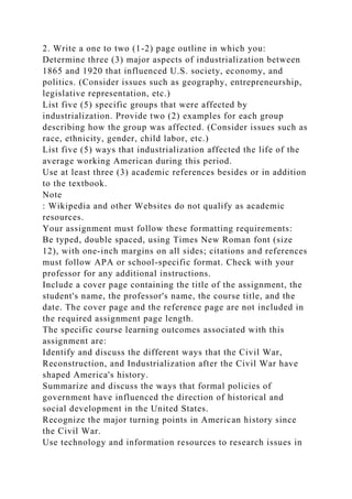 IAssignment 1.1 Industrialization After the Civil War Thesis and .docx