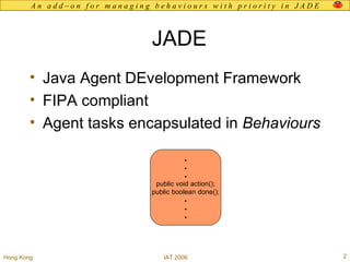 An add-on for managing behaviours with priority in JADE | PPT