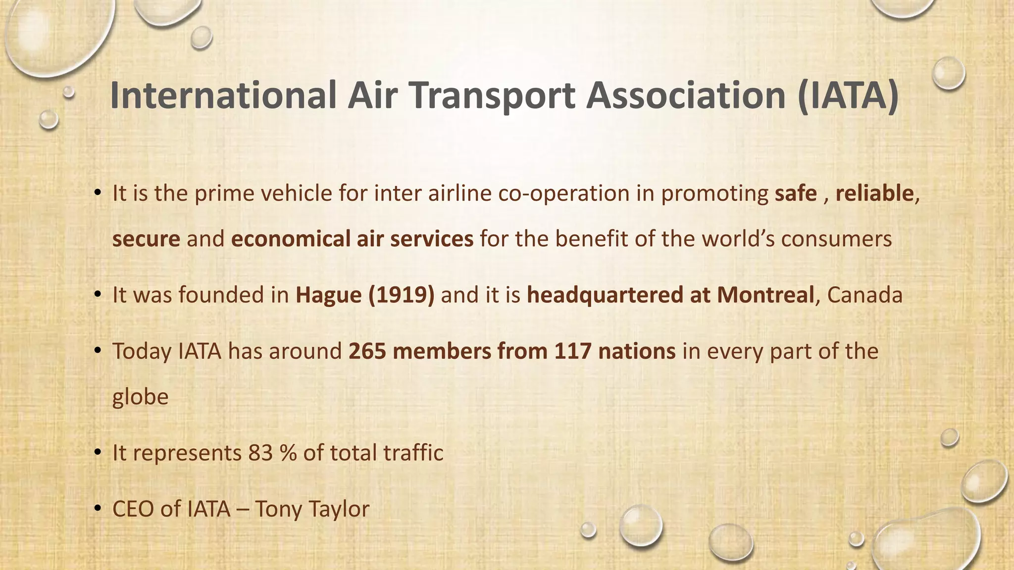 IATA - INTERNATIONAL AIR TRANSPORT ASSOCIATION | PPTX