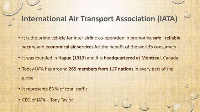 IATA - INTERNATIONAL AIR TRANSPORT ASSOCIATION | PPTX | Air Travel ...