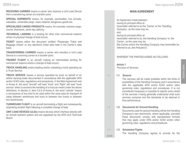 IATA STANDARD GROUND HANDLING AGREEMENT (AHS Gmbh.).pdf | Air Travel ...