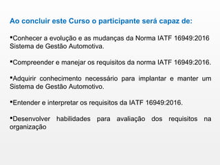 Curso de Interpretação da Norma IATF 16949:2016 – Gestão Automotiva ...