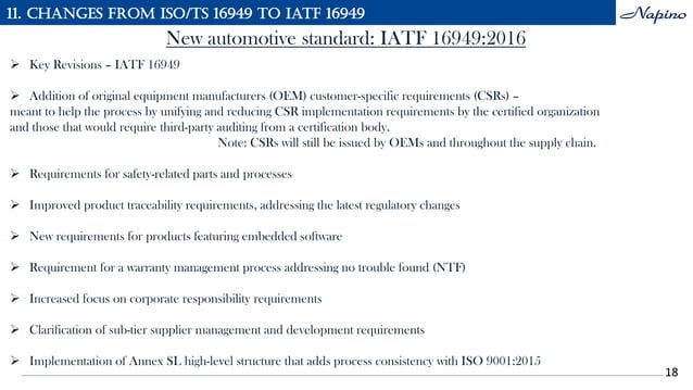 IATF 16949:2016 Clause Modification & Add | PPT