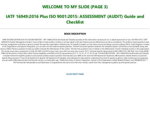 Read [PDF] IATF 16949:2016 Plus ISO 9001:2015: ASSESSMENT (AUDIT) Guide ...