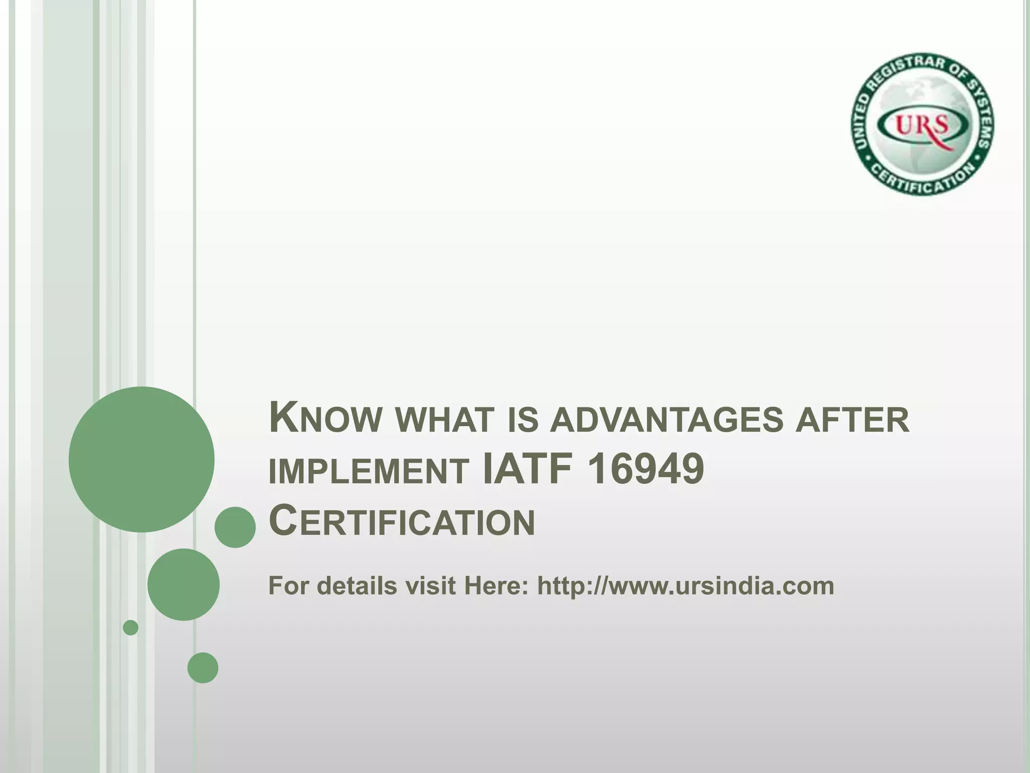 IATF 16949 Certification in India | PPTX