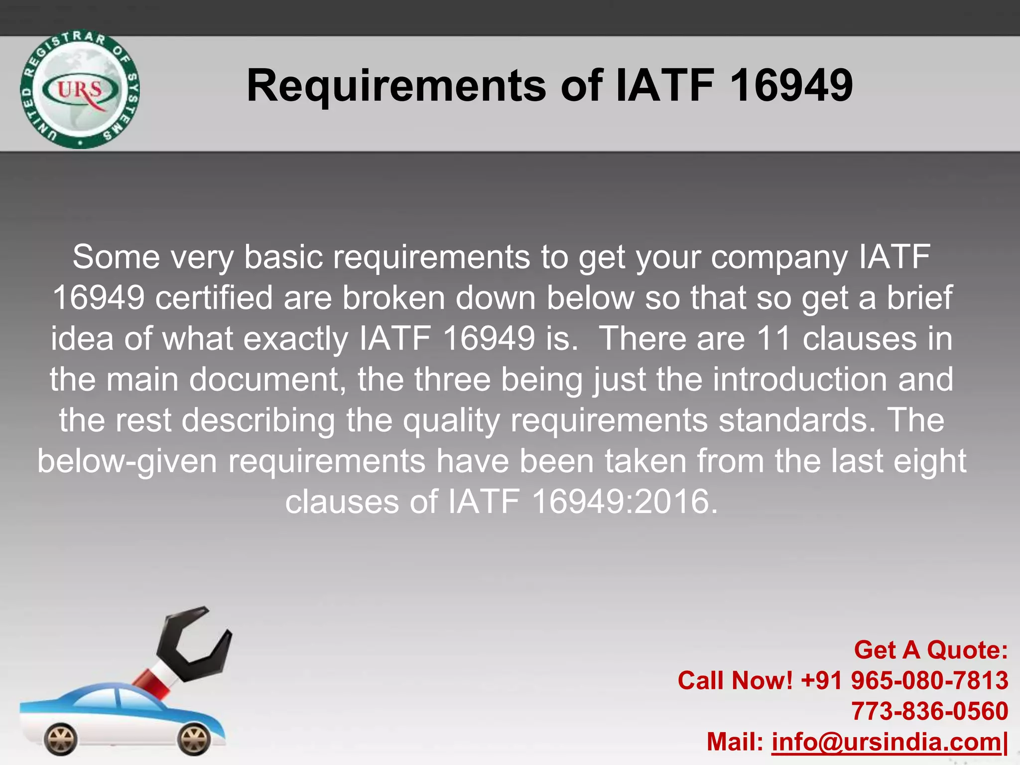 Iatf 16949 certification services in india | PPT