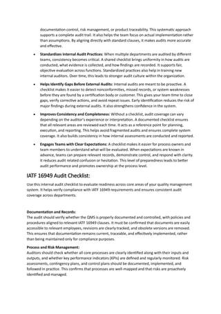 IATF 16949 Internal Audit Checklist & Audit Preparation 4CPL | PDF