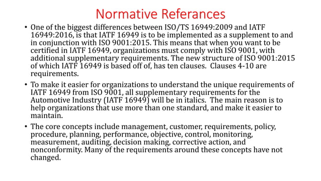 IATF 16949 CLAUSES TRAINING MATERIAL BRIEF | PPTX