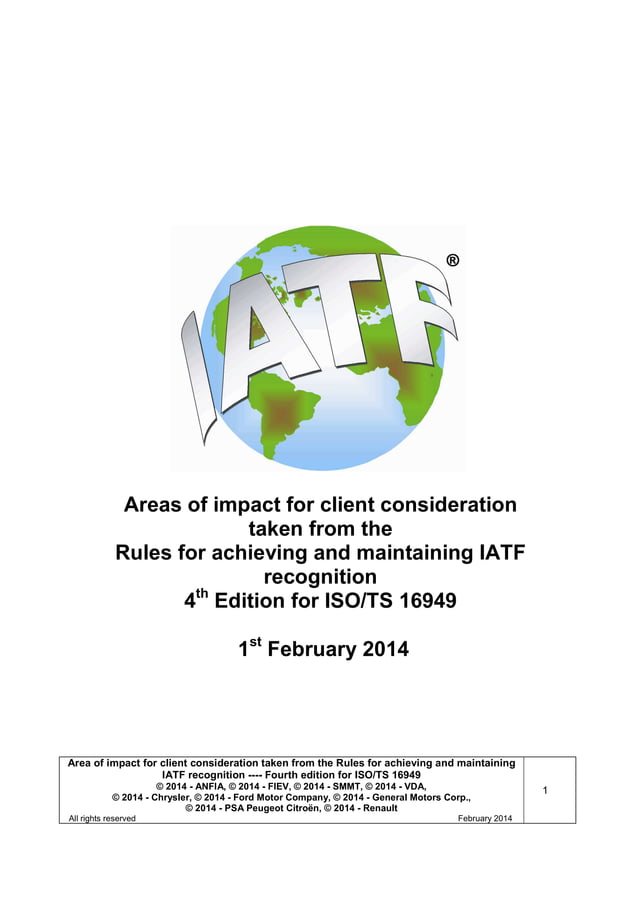 Iatf rules 4th clients requirements 2014 01 28 final | PDF | Automotive ...