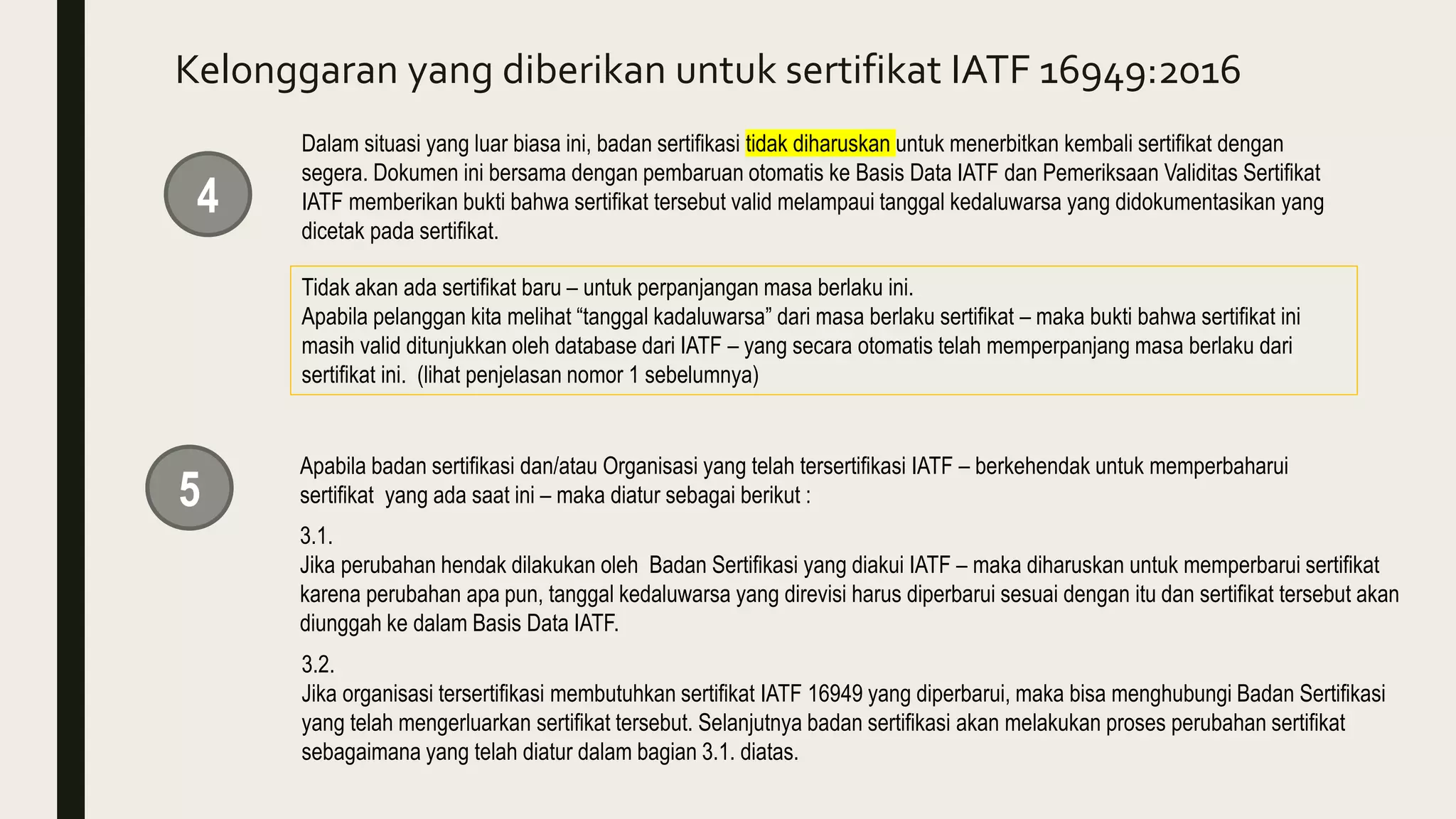 Iatf waiver edisi ke 5 | PPTX