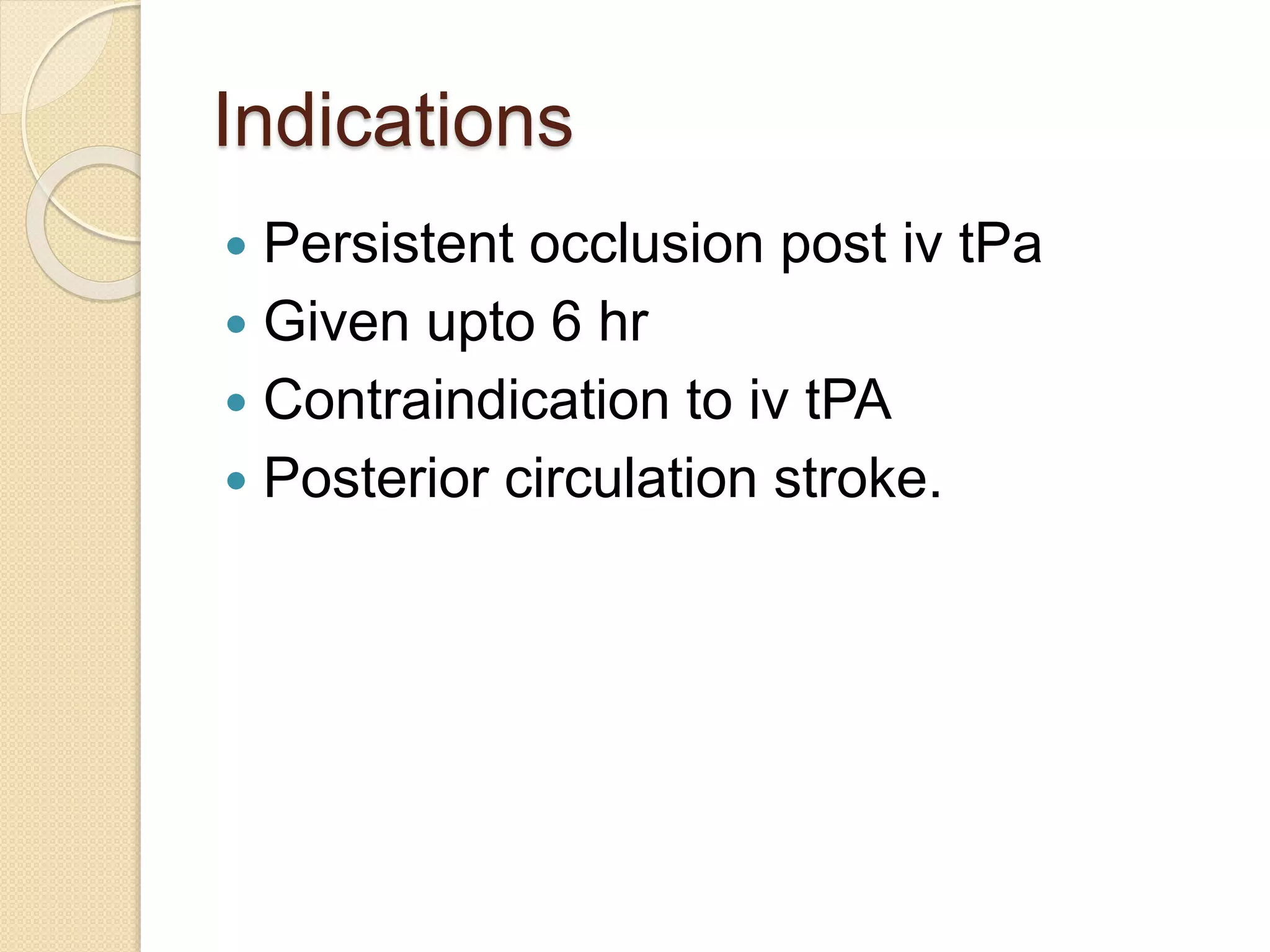Intraarterial thrombolysis in stroke | PPTX