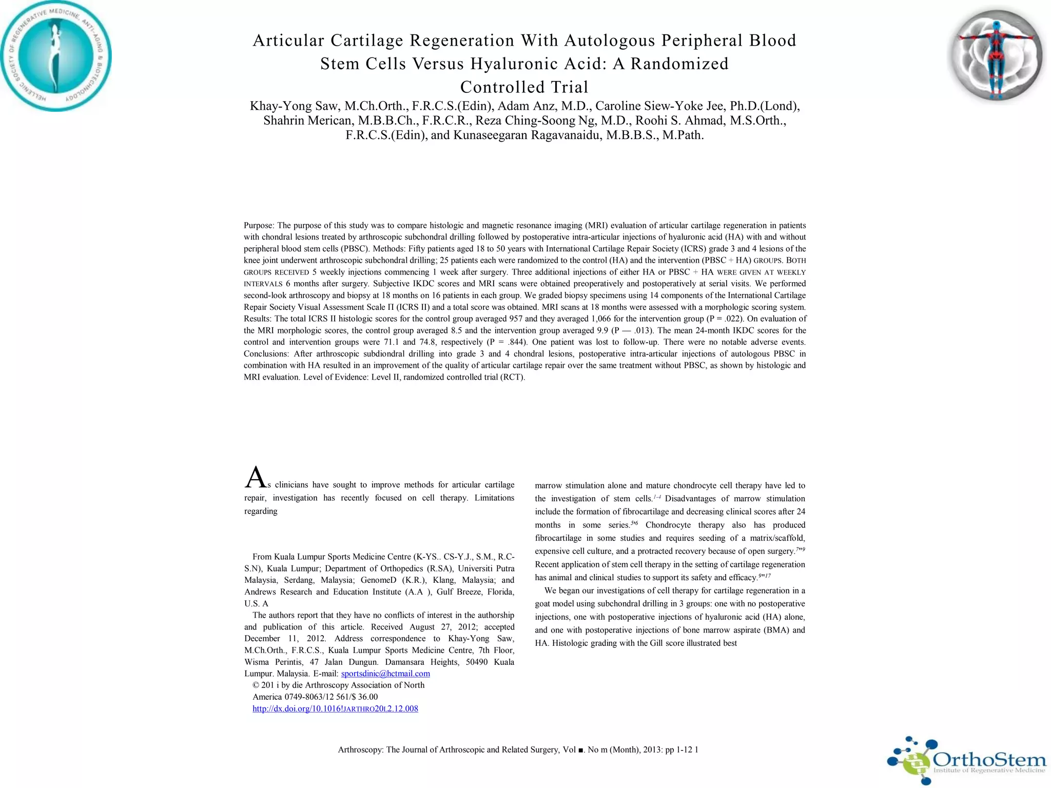 Adult Stem cells in Orthopaedics | PDF
