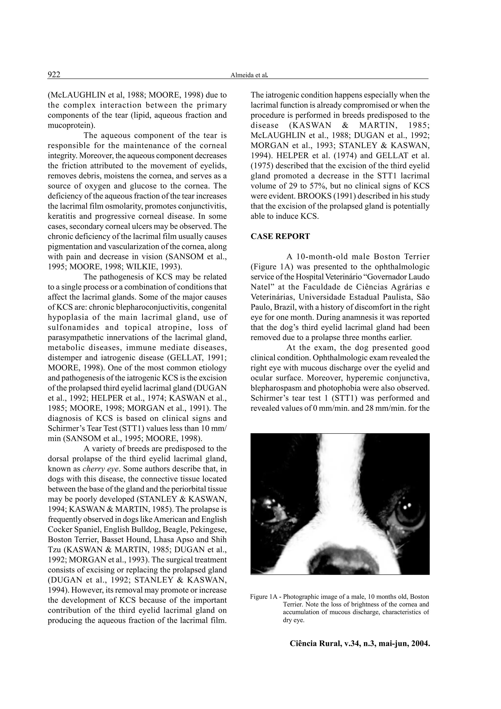 Iatrogenic keratoconjunctivitis sicca in a dog | PDF