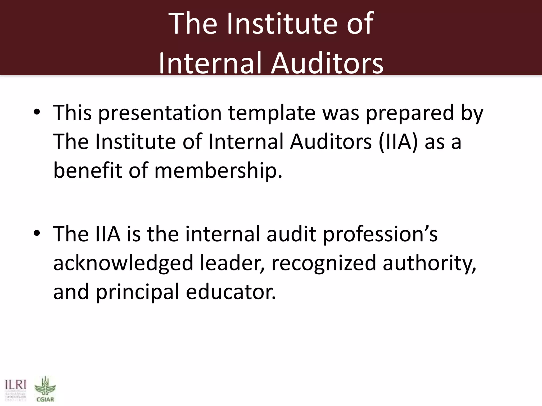 Introducing the Internal Audit Unit at ILRI | PPT