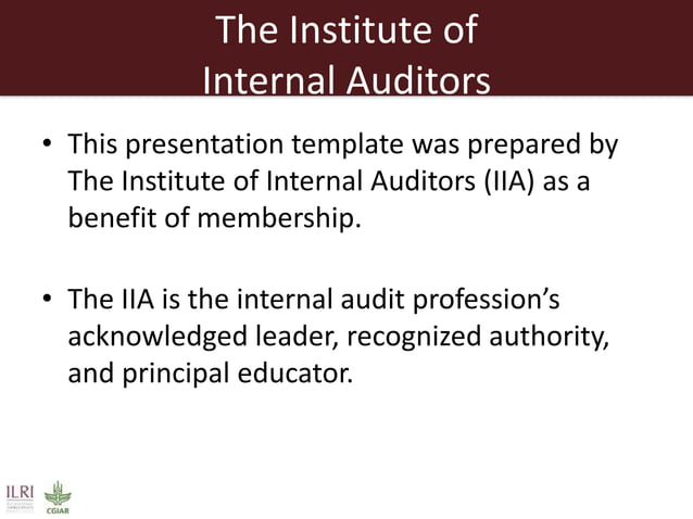 Introducing the Internal Audit Unit at ILRI | PPT