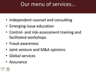 Introducing the Internal Audit Unit at ILRI | PPTX
