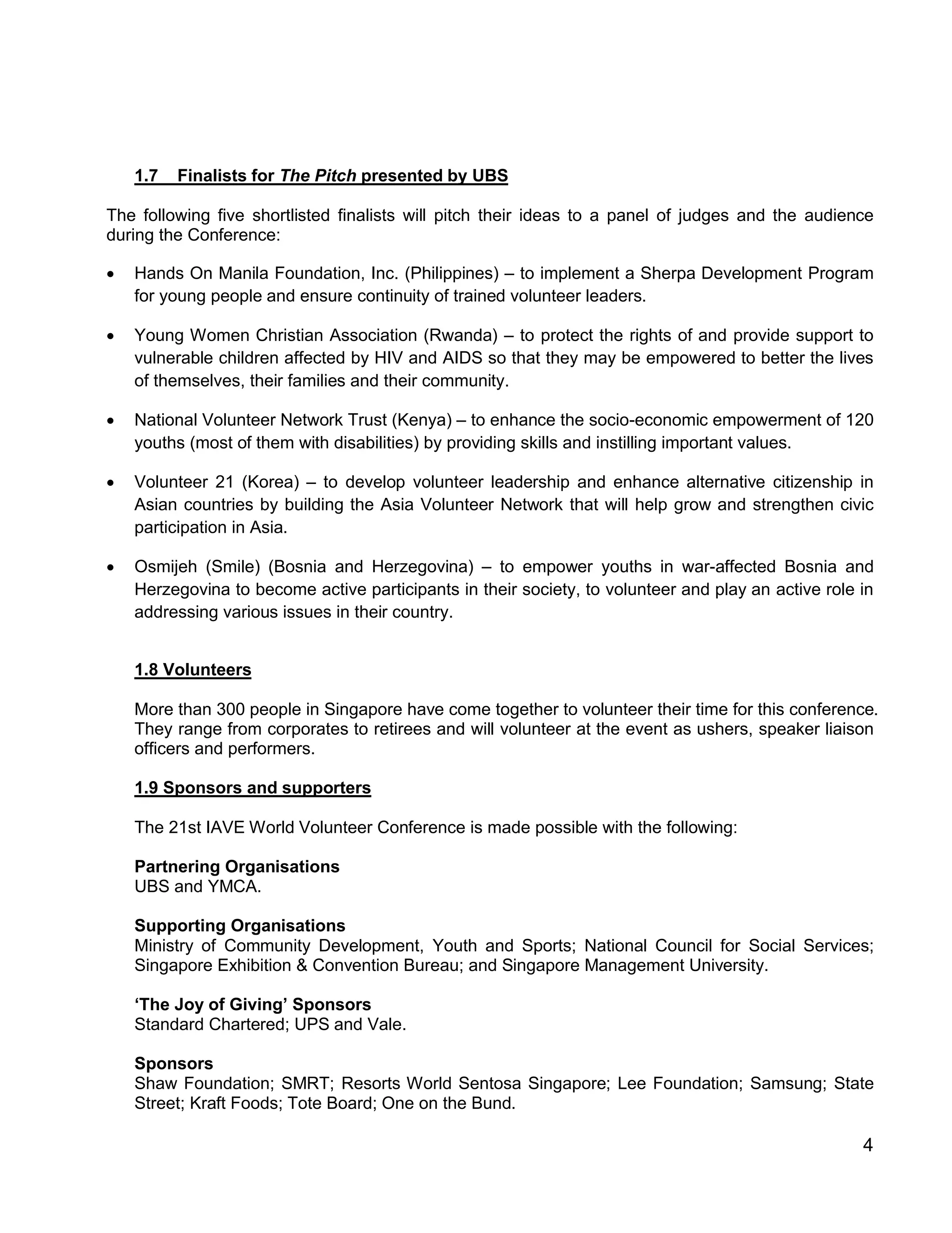 21st IAVE World Volunteer Conference Fact Sheet | PDF