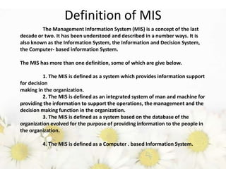 MIS Notes - III B.Sc C & HA | PPTX