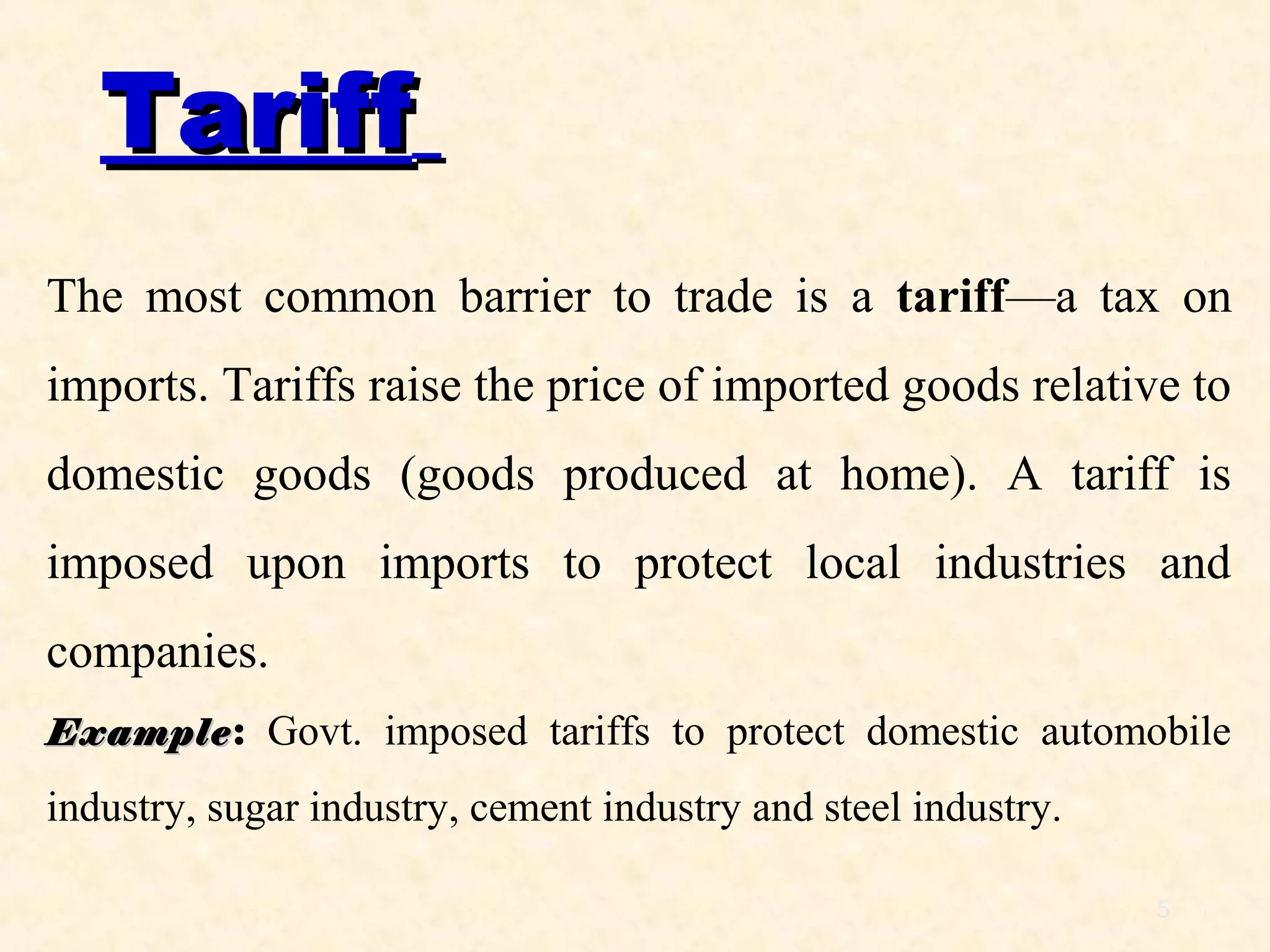 Tariff and Non Tariff Barriers in Trade (Types of Non-Tariff Barriers ...