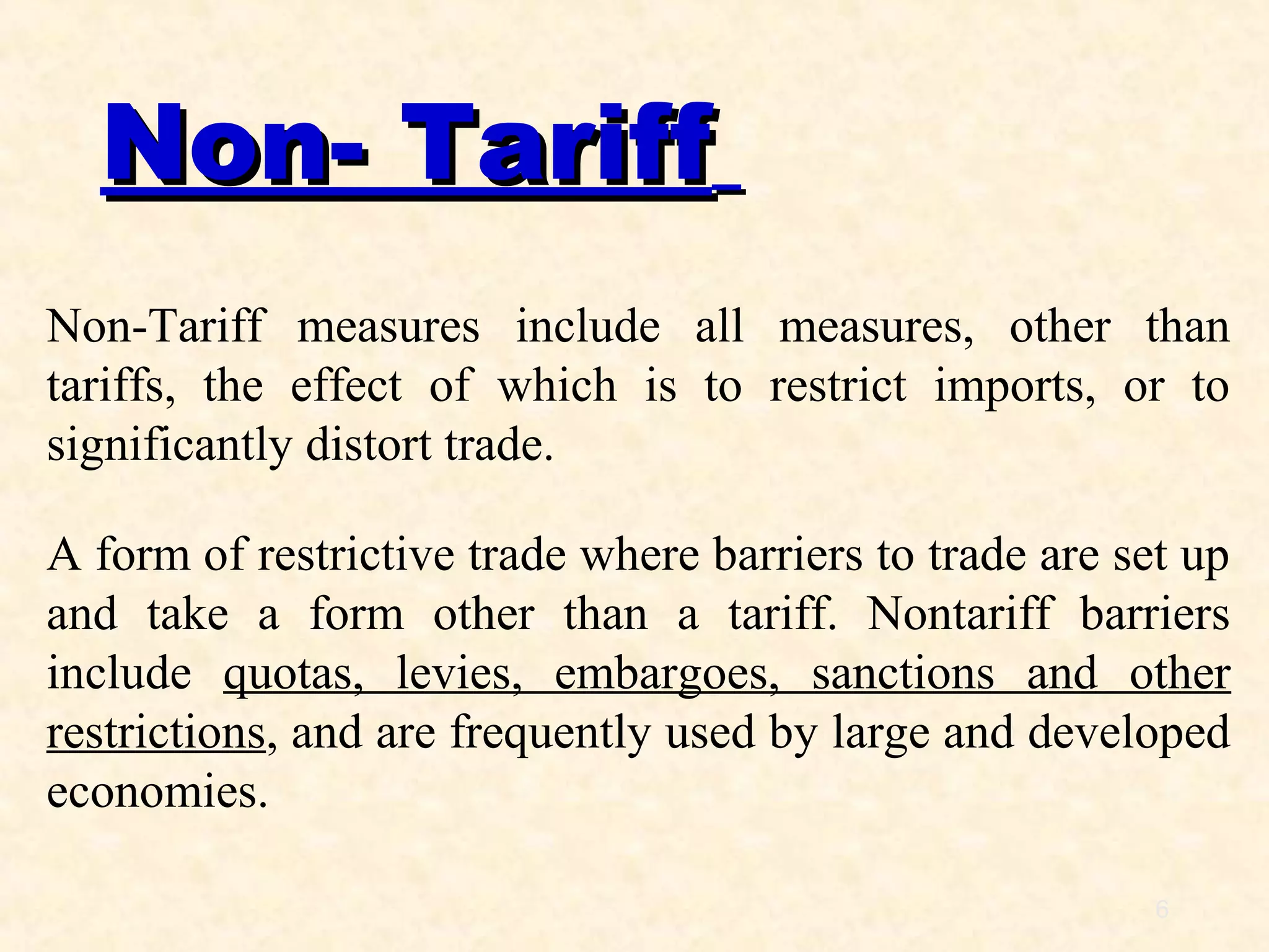 Tariff and Non Tariff Barriers in Trade (Types of Non-Tariff Barriers ...