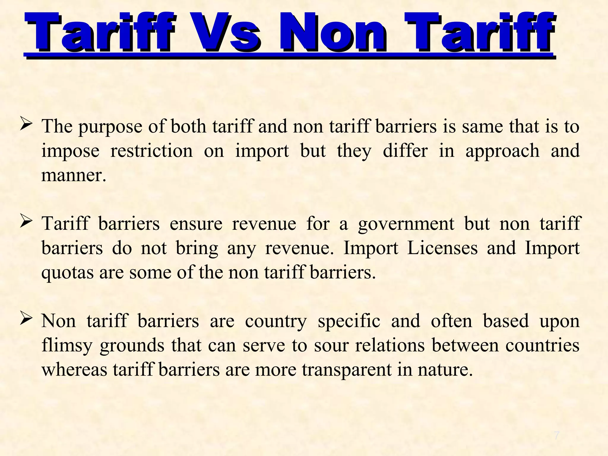 Tariff and Non Tariff Barriers in Trade (Types of Non-Tariff Barriers ...