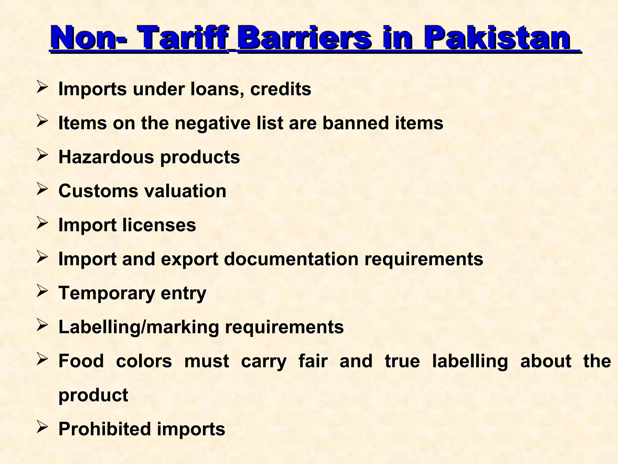 Tariff and Non Tariff Barriers in Trade (Types of Non-Tariff Barriers ...