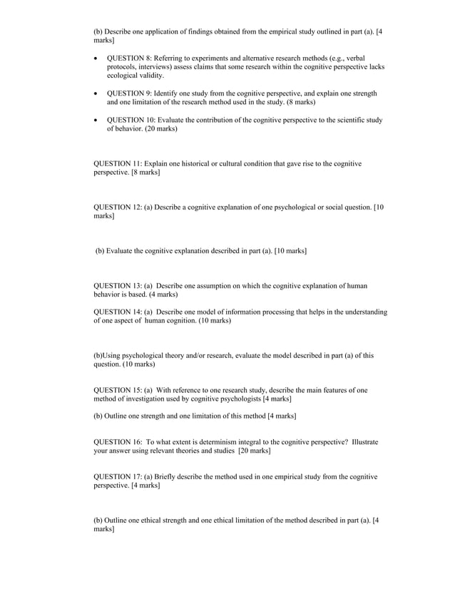 IB Cognitive Perspective Review | DOC