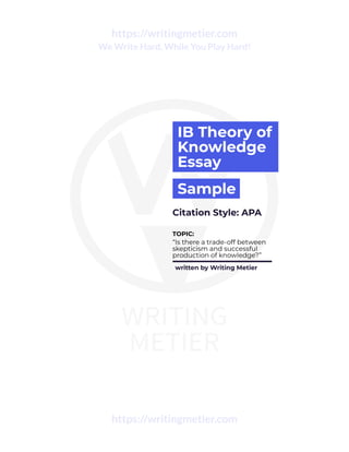 IB ToK Essay Sample - Is there a trade off between skepticism and ...