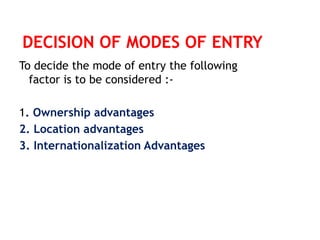 IB-UNIT-II. models of entering into international business | PPTX