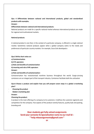 Ib0011– international marketing | DOCX | Business Administration | Business